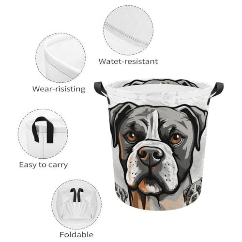 Laundry Hamper American Bulldog Head Freestanding Laundry Basket Thickened Waterproof Collapsible Clothes Hamper Storage for Clothes Toys Dorm And Family