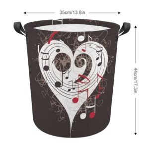 Laundry Hamper Music Symbols Love Freestanding Laundry Basket Thickened Waterproof Collapsible Clothes Hamper Storage for Clothes Toys Dorm And Family