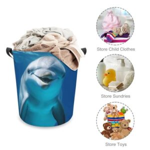 Laundry Hamper Dolphin With Smile Freestanding Laundry Basket Thickened Waterproof Collapsible Clothes Hamper Storage for Clothes Toys Dorm And Family