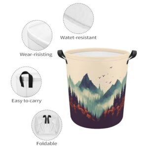 Laundry Hamper Landscape Mountain Freestanding Laundry Basket Thickened Waterproof Collapsible Clothes Hamper Storage for Clothes Toys Dorm And Family