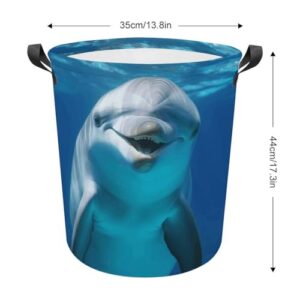 Laundry Hamper Dolphin With Smile Freestanding Laundry Basket Thickened Waterproof Collapsible Clothes Hamper Storage for Clothes Toys Dorm And Family