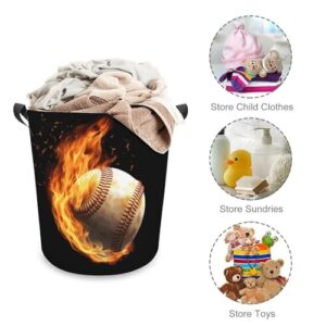 Laundry Hamper Fire Baseball Freestanding Laundry Basket Thickened Waterproof Collapsible Clothes Hamper Storage for Clothes Toys Dorm And Family