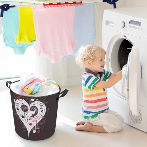 Laundry Hamper Music Symbols Love Freestanding Laundry Basket Thickened Waterproof Collapsible Clothes Hamper Storage for Clothes Toys Dorm And Family