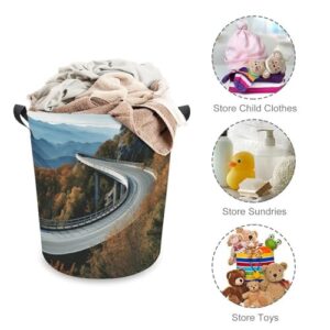 Laundry Hamper Parkway Road Bridge Freestanding Laundry Basket Thickened Waterproof Collapsible Clothes Hamper Storage for Clothes Toys Dorm And Family