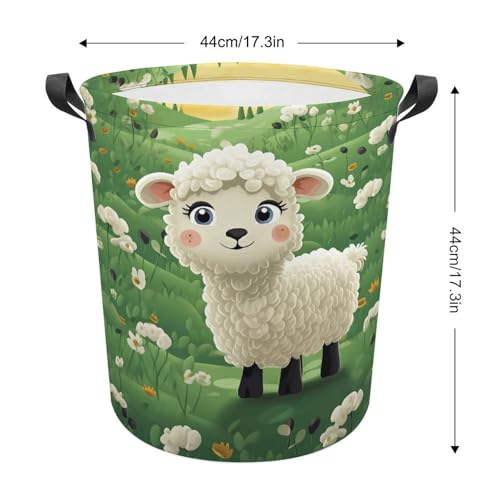 Laundry Hamper Cute Cartoon Sheep Freestanding Laundry Basket Thickened Waterproof Collapsible Clothes Hamper Storage for Clothes Toys Dorm And Family