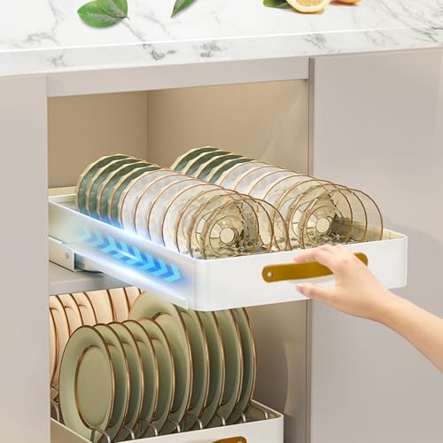 Worparsen Draining Rack Self-adhesive Stripe Great Stickiness Removeable No Drilling Drawer Type Heavy Duty Load Capacity Smooth Rail Easily Pull-out Dish Plate Bowl Drying Organisers S