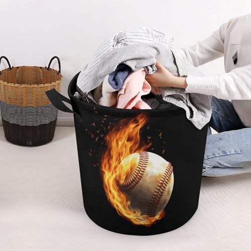 Laundry Hamper Fire Baseball Freestanding Laundry Basket Thickened Waterproof Collapsible Clothes Hamper Storage for Clothes Toys Dorm And Family