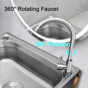 Small Wall Mounted Bathroom Sink, Stainless Steel Hand Sink with Cold Alone Faucet, Utility Laundry Portable Handwashing Station, for Garage Garden Kitchen Laundry Room, Outdoor，55x40cm