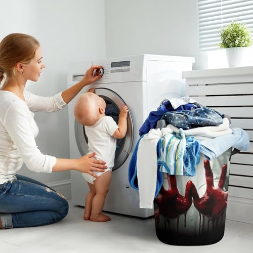 Laundry Hamper Bloody Hands Freestanding Laundry Basket Thickened Waterproof Collapsible Clothes Hamper Storage for Clothes Toys Dorm And Family