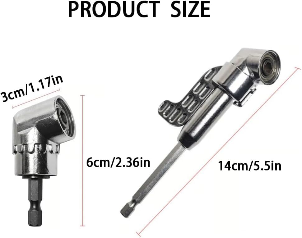 105 Degree Right Angle Drill Adapter, Right Angle Drill Adapter, Corner Tool Screw Hub With Multi-Function Bend Screwdriver Bit, 360°Rotatable Set For 1/4" Drill (Short+long+10 Screwdriver Bits)