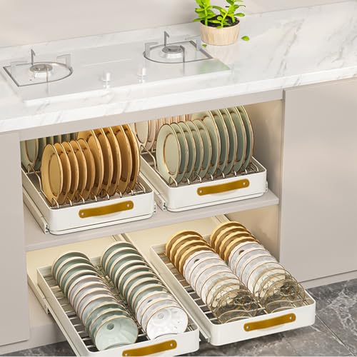 Worparsen Draining Rack Self-adhesive Stripe Great Stickiness Removeable No Drilling Drawer Type Heavy Duty Load Capacity Smooth Rail Easily Pull-out Dish Plate Bowl Drying Organisers S