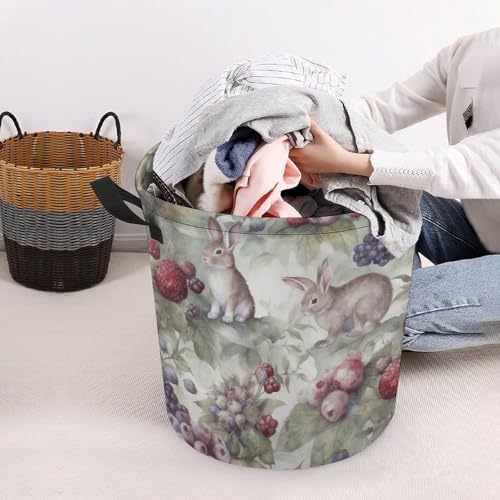 Laundry Hamper Hand Drawn Rabbit Freestanding Laundry Basket Thickened Waterproof Collapsible Clothes Hamper Storage for Clothes Toys Dorm And Family