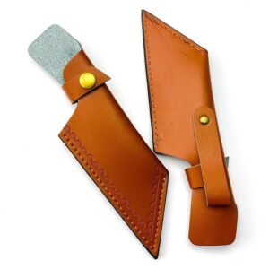 2pcs knife sheath, leather portable knife scabbard with belt loop and snap closure fits for outdoor pocket knives