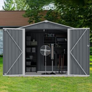 outdoor shed,6x4 ftstorage sheds,heavy duty storage room with sliding doors and ventilation openings,shed for outdoor garden sheds,backyard tool storage shed,lawn,terrace (6 x 4 ft)