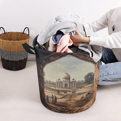 Laundry Hamper Historical Site Painting Freestanding Laundry Basket Thickened Waterproof Collapsible Clothes Hamper Storage for Clothes Toys Dorm And Family