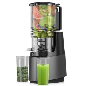 cold press juicer machines, 350w masticating juicer with 5.8" inch large feed chute for whole fruits and vegetables, slow juices extractor easy to clean