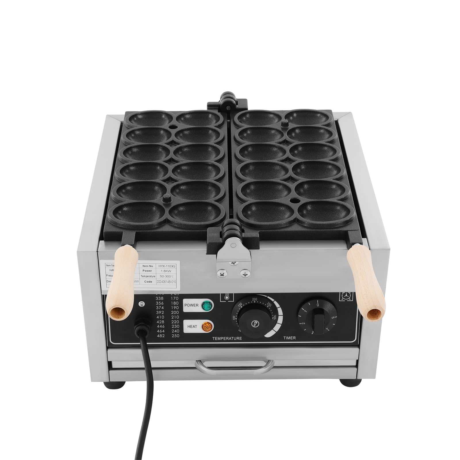 12pcs Commercial Egg Bubble Waffle Maker Machine 1.8Kw 110V Electric Non-Stick Rotatable Waffle Baker Machine with 122-572℉ Temp Range and Time Control Egg Puff Waffle Iron for Restaurants and Home