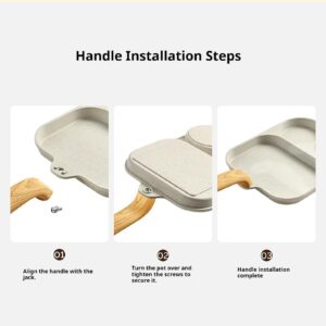 3 In 1 Frying Pan, Frying Pan, Cooking Steak Pan, Non-Stick Egg Pan, Breakfast Pan, Flat Bottom Egg Hamburger Pan (3-In-1B)