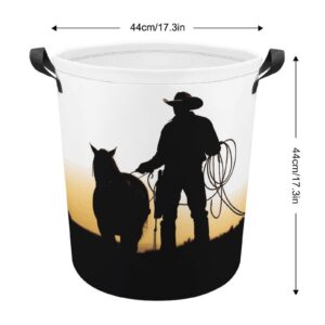 Laundry Hamper Cowboy with Lasso Silhouette Freestanding Laundry Basket Thickened Waterproof Collapsible Clothes Hamper Storage for Clothes Toys Dorm And Family