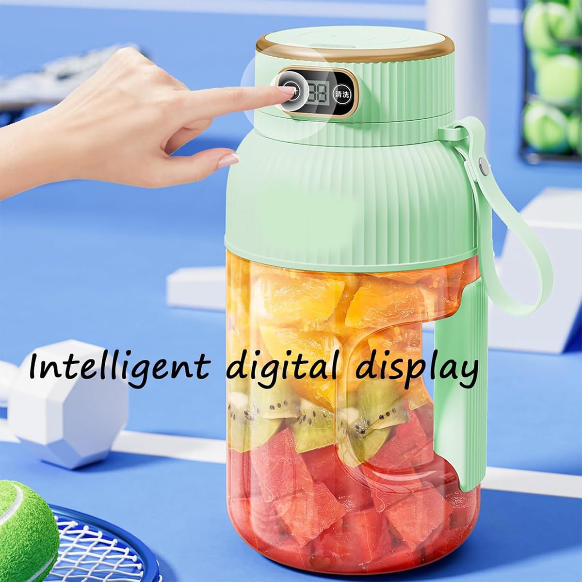 Ovidian Juicer Cup, The Ovidian Portable Juicer, Multifunctional Portable Juicer Cup with Digital Display, 42 Oz Mini Personal Blender, Small Travel Blender for Shakes and Smoothies (a White/1pcs)