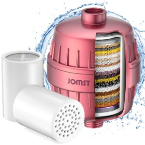 25 plus stage jomst shower filter with high fluency output - shower water cleaning,improve skin,hair and nails's condition,high filtration capacity for chlorine, kids and pets available.