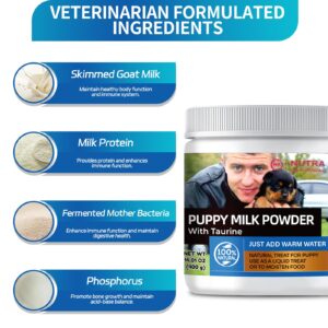 Nutra Kams Goat Milk Powder with Taurine for Puppies and Dogs Digestive Health, Strong Bones and Healthy Teeth.14. oz, 100% Natural.