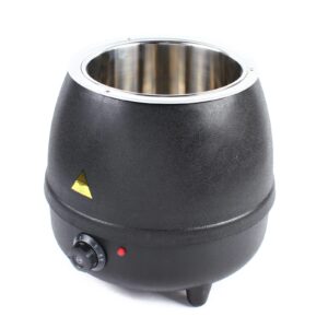 10L Soup Kettle Commercial, 10.5QT Soup Warmers Commercial, Electric Soup Warmer Black Countertop Food Kettle Warmer, Restaurant Stainless Steel Pot with Stainless Steel Hinged Lid Detachable Pot