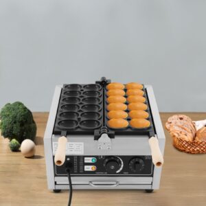 12pcs Commercial Egg Bubble Waffle Maker Machine 1.8Kw 110V Electric Non-Stick Rotatable Waffle Baker Machine with 122-572℉ Temp Range and Time Control Egg Puff Waffle Iron for Restaurants and Home