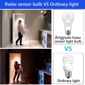 Angyues Radar Motion Sensor Light Bulbs, 12W(100 Watt Equivalent) A19 Motion Sensor Bulb Outdoor, Motion Detector Auto-Activated Dusk to Dawn LED Bulb Daylight 5000K E26 (1100LM,2 Pack)