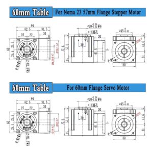 KACOME Hollow Rotary Table Reducer Motorized Rotary Table Indexer Motor Gearbox 4th Axis/5th Axis/7th Axis(60mm Table,12.7mm Input)