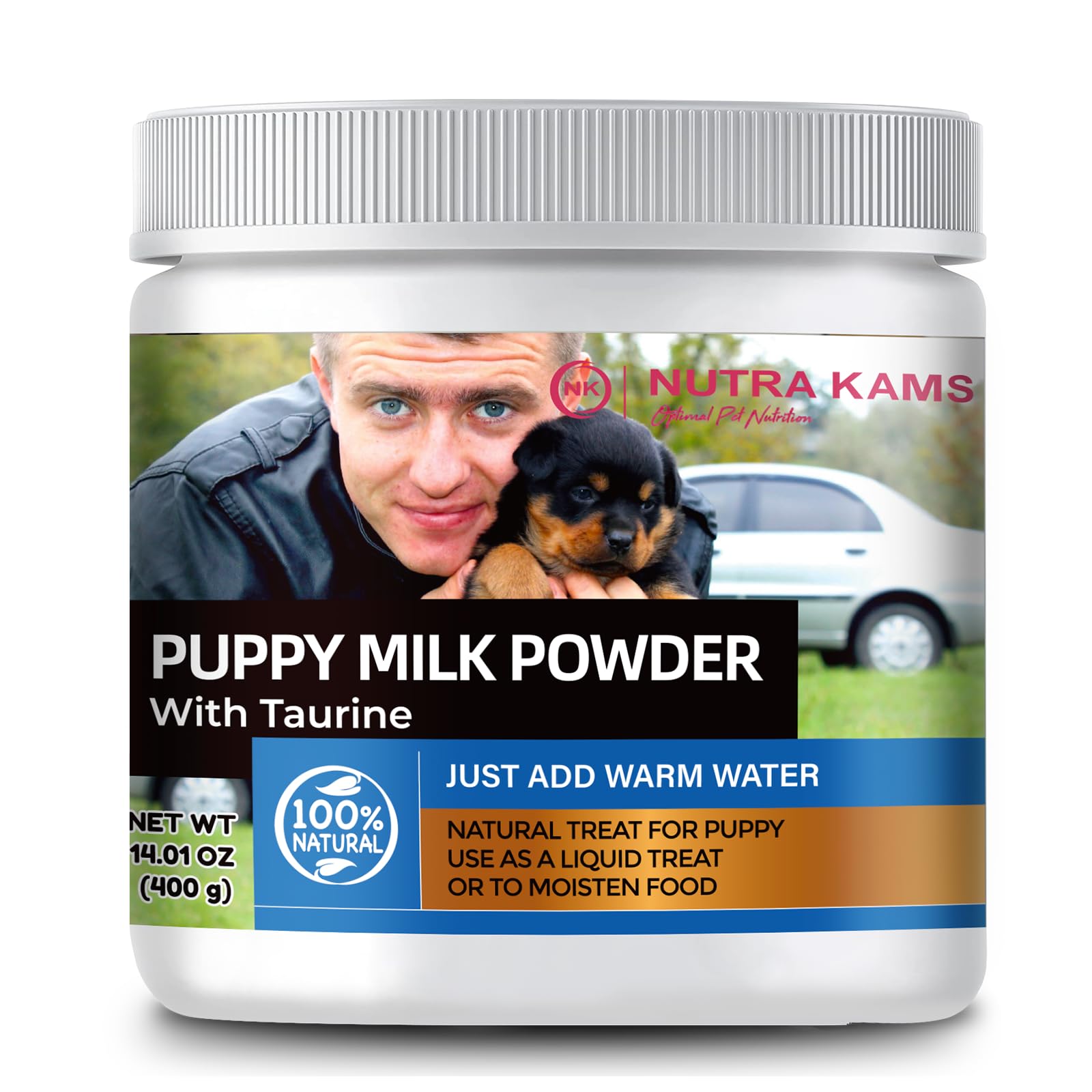 Nutra Kams Goat Milk Powder with Taurine for Puppies and Dogs Digestive Health, Strong Bones and Healthy Teeth.14. oz, 100% Natural.