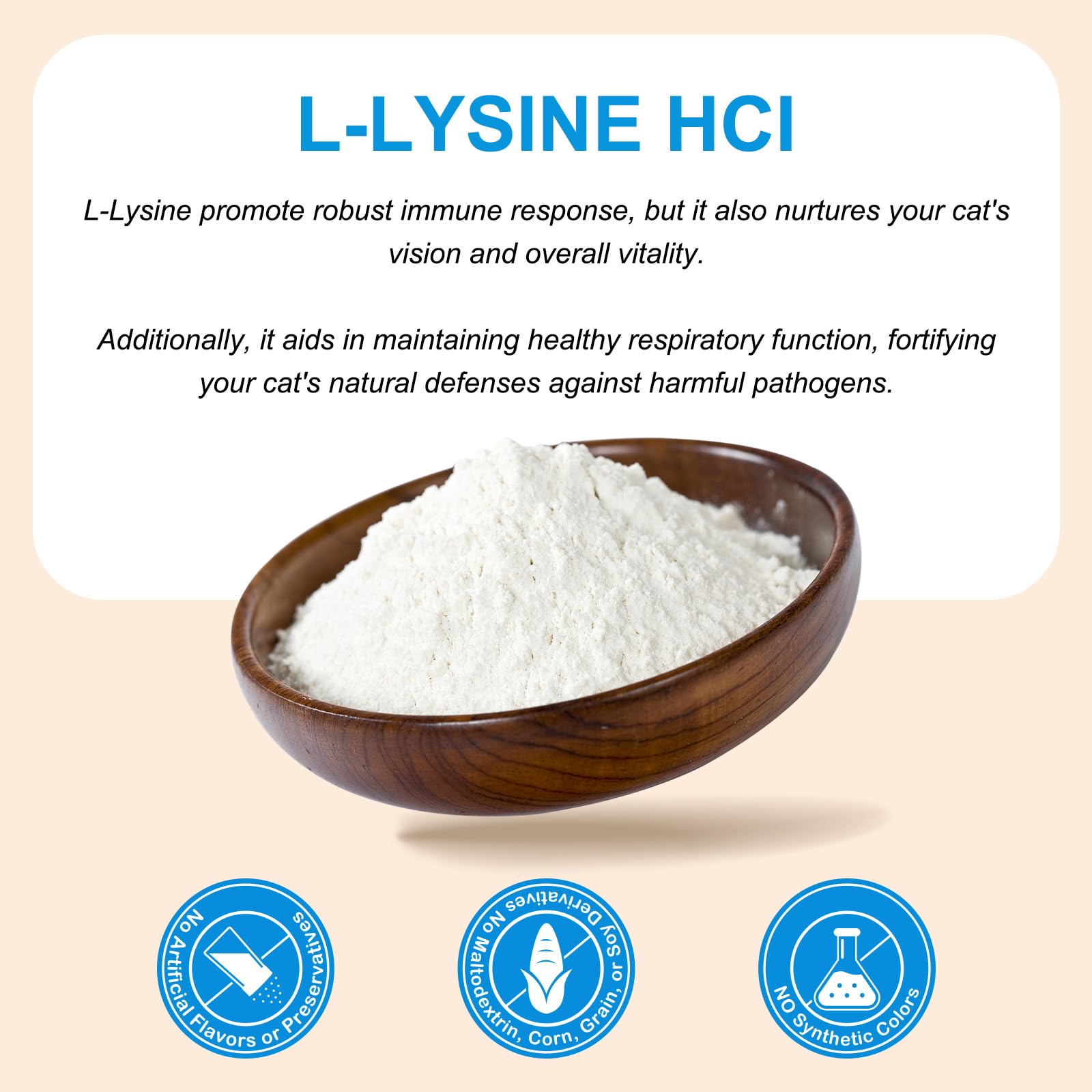 L-Lysine Powder for Cats, Lysine Supplement for Cats, Support Immune System, Respiratory Health & Visual Function and Allergy Relief, Pets Health Supplies Multivitamins, Salmon Flavor - 4.23 oz / 120g