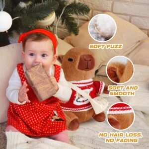 Capybara Plush,with Clothes & Accessories Capybara Christmas Style Dress Up,Christmas Plush, Christmas Set Capybara Backpack Decoratio, Capybara Stuffed Animal Birthday Gifts for Boys and Girls