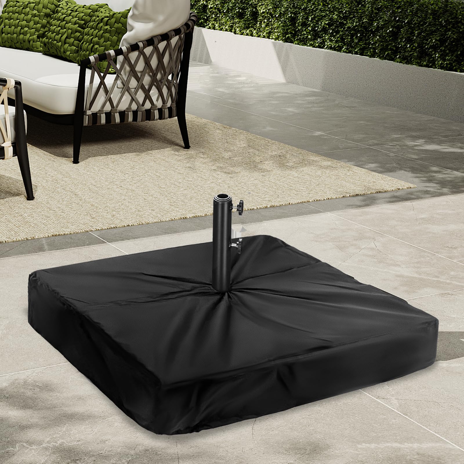 Rileytee Patio Umbrella Base Cover,Outdoor Heavy Duty 600D Waterproof Anti-UV Square Umbrella Stand Base Cover,Black,Cover Only (25"L x 25"W x 7"H)