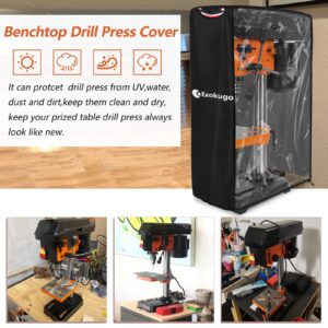 Benchtop Drill Press Cover,Suitability Drill Press Cover for Most Table 12-Inch Drill Press on the Market,Side with Transparent PVC Design,Black