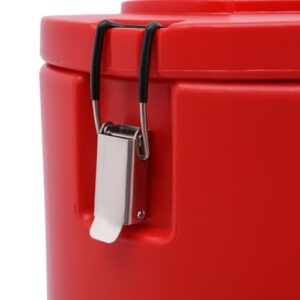 15L Insulated Bucket, Portable Commercial Food Warmer, Insulated Soup Carrier with buckles and sealed lid, stainless steel inner, For Kitchens, Parties, buffet shops (Red)