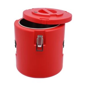 15l insulated bucket, portable commercial food warmer, insulated soup carrier with buckles and sealed lid, stainless steel inner, for kitchens, parties, buffet shops (red)