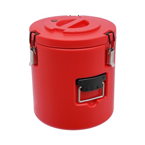 15L Insulated Bucket, Portable Commercial Food Warmer, Insulated Soup Carrier with buckles and sealed lid, stainless steel inner, For Kitchens, Parties, buffet shops (Red)