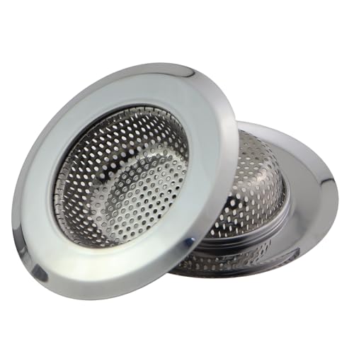 CTWHA 2PCS 4.5 Inch OD Stainless Steel Kitchen Sink Strainer Large Wide Rim Strainer Drain Strainer Suitable for Sink Drainage and Garbage Disposal