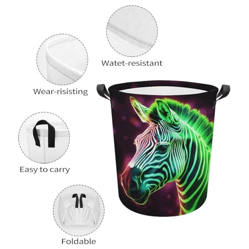 Laundry Hamper Glowing Zebra Freestanding Laundry Basket Thickened Waterproof Collapsible Clothes Hamper Storage for Clothes Toys Dorm And Family