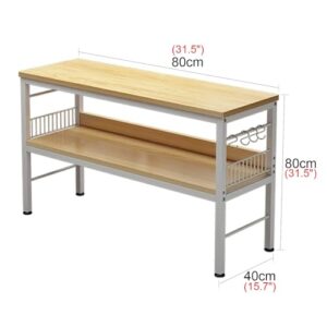 Multifunctional Workbench Kitchen Shelf Home Prep Table Chopping Table Metal Frame Sturdy and Stable Double Deck Workbench Large Storage