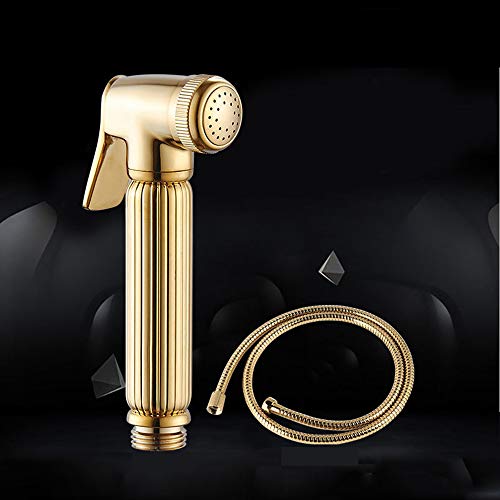 ZLOCYIVHE Bidet Sprayer Faucet Set with Cold Water Brass Handheld Toilet Bidet Attachment Pressure Sprayer Wall Mount Single Handle Bidet Spray Set for Personal Hygiene,Antique(Gold)