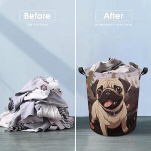 Laundry Hamper Cute Pug Freestanding Laundry Basket Thickened Waterproof Collapsible Clothes Hamper Storage for Clothes Toys Dorm And Family