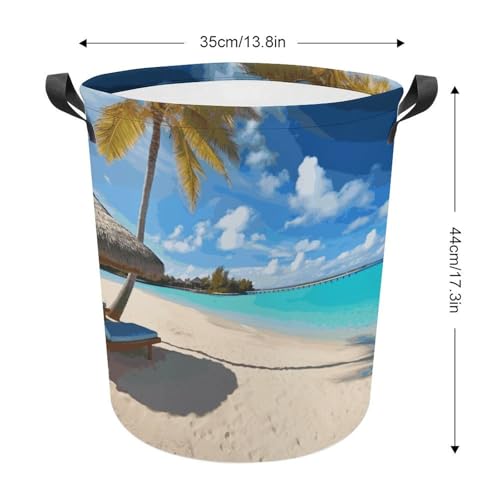 Laundry Hamper Tropical Beach Freestanding Laundry Basket Thickened Waterproof Collapsible Clothes Hamper Storage for Clothes Toys Dorm And Family