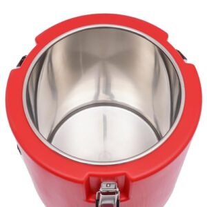 15L Insulated Bucket, Portable Commercial Food Warmer, Insulated Soup Carrier with buckles and sealed lid, stainless steel inner, For Kitchens, Parties, buffet shops (Red)