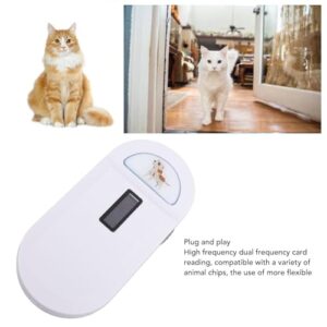 Pet Microchip Reader Rechargeable, Handheld Pet Chip ID Scanner, Pet Management, High Frequency Reading, 128 Data Storage, for Animal, Pets, Dogs, Cats (White)