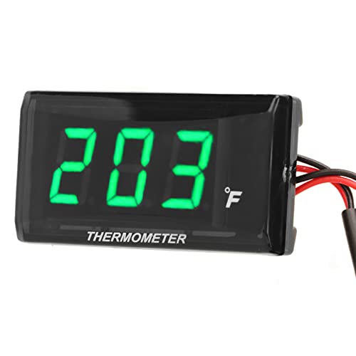 AKLOSIPY LCD Temperature Gauge Motorbike LCD Te Gauge Motorcycle Digital Motorcycle LCD Motorcycle Temperature Gauge for Motorbikes (Green)