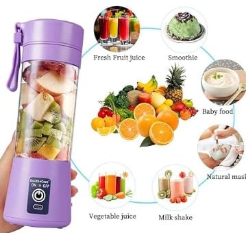 Portable Blender, Personal Mini Juice Blender, USB Rchargeable Juicer Cup with Six Blades in 3D, Smoothie Blender Home/Office/Outdoors, Dark purple (purple)