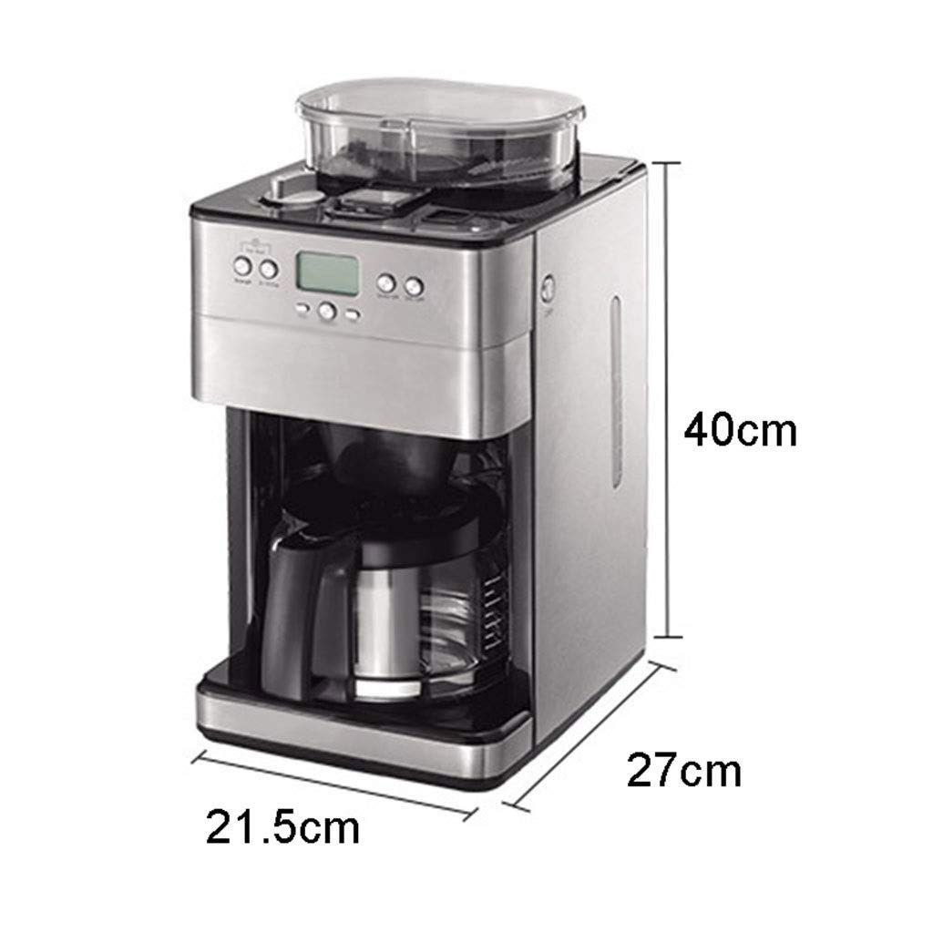 GRCQLWT Coffee Machine, Espresso Machine, Fully Automatic Grinding Beans 1.8L, Drip Filter Coffee Maker Household, Multifunction Can Brew Tea, Silver