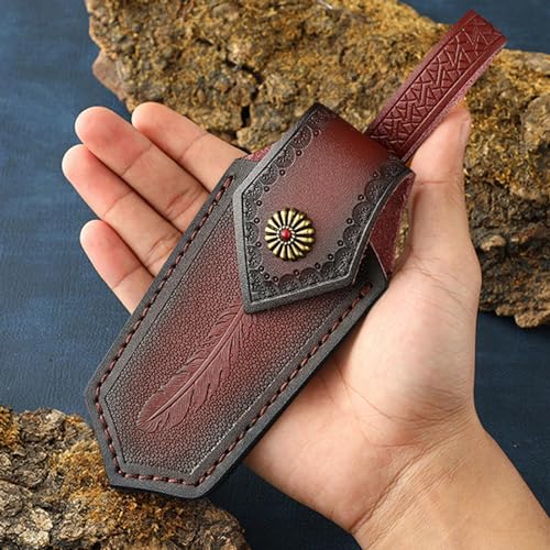 PTILSERY Leather Sheath Foldable Knife Pouches Foldable Knife Holsters Foldable Knife Sheath for Camping Outdoor Activity